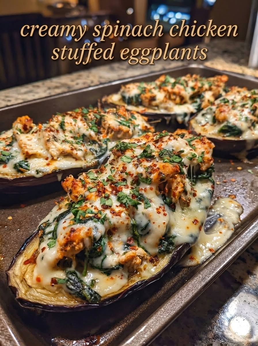 Creamy Spinach Chicken Stuffed Eggplants – WebNeza